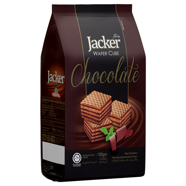 Jacker Wafer Cube 100g Chocolate – Oriental Food Industries Sdn Bhd