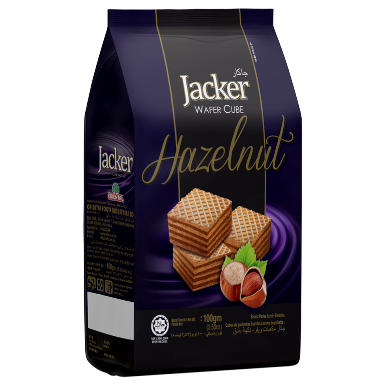 Jacker Wafer Cube 100g Hazelnut – Oriental Food Industries Sdn Bhd